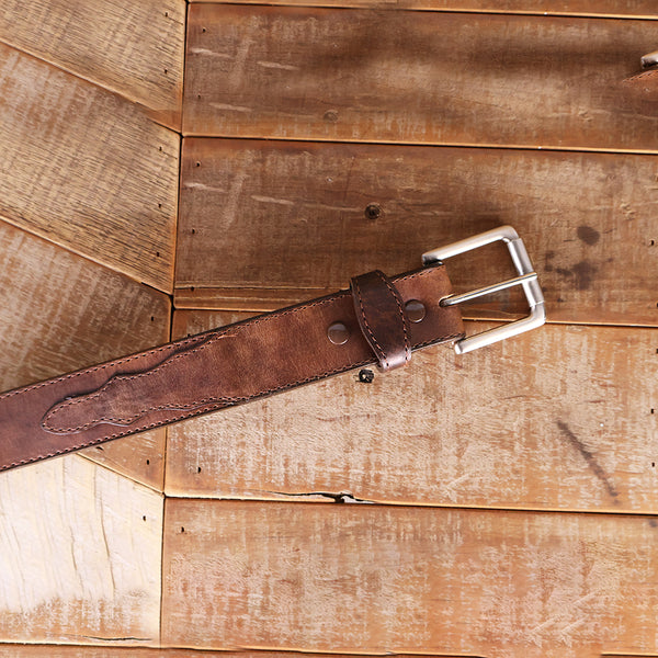 dark brown oil tanned belt - Dark Brown Oil Tanned Belt with Scallops ...